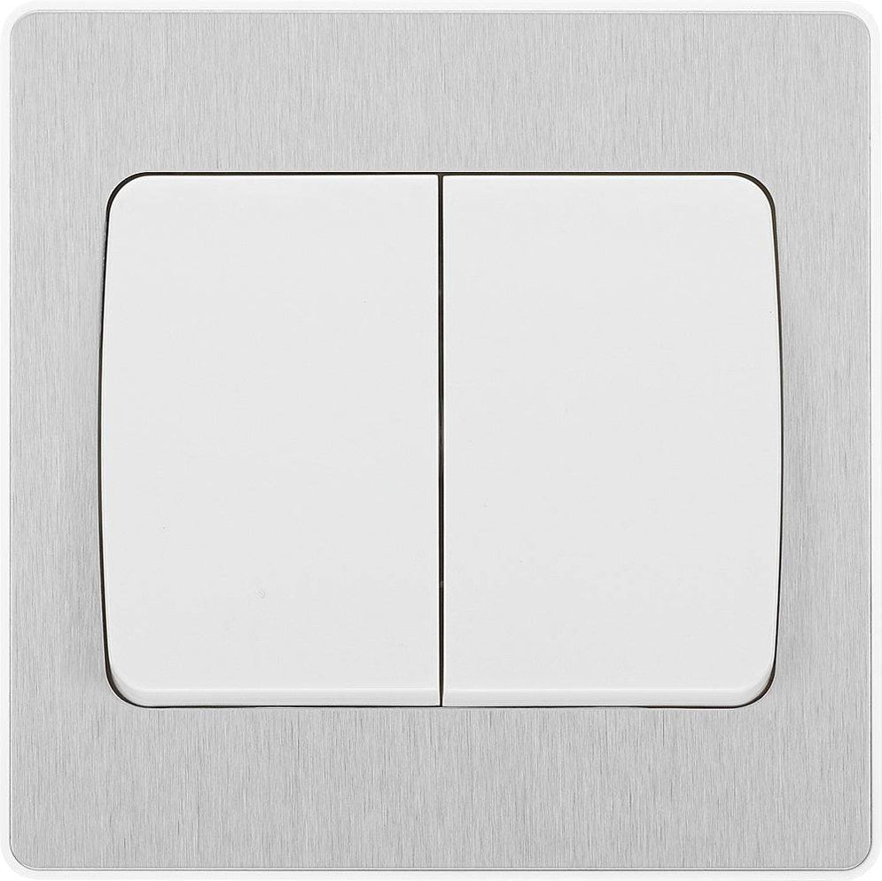 BG Evolve Brushed Steel 2G 2W Wide Rocker Light Switch PCDBS42WW | RS ...