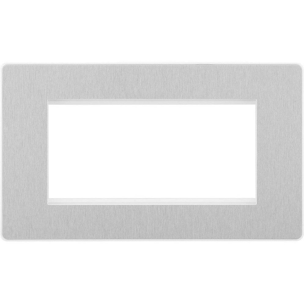 BG Evolve Brushed Steel 4G Euro Module Plate PCDBSEMR4W | RS Electrical ...