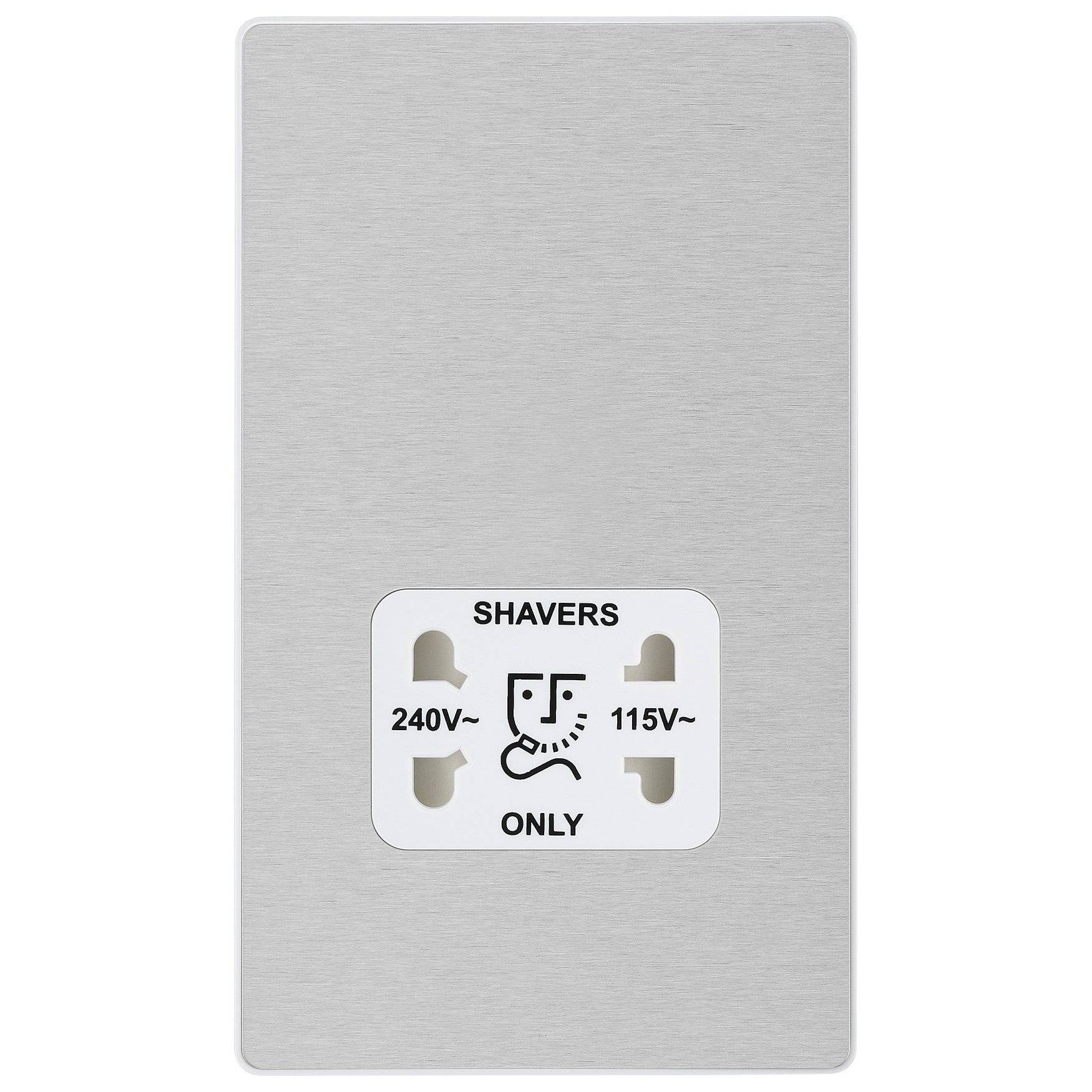 BG Evolve Brushed Steel Dual Voltage Shaver Socket PCDBS20W | RS ...