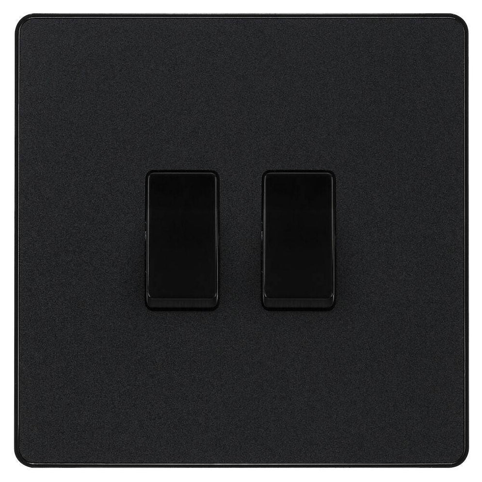 BG Evolve Matt Black 2G 2W Light Switch PCDMB42B | RS Electrical Supplies