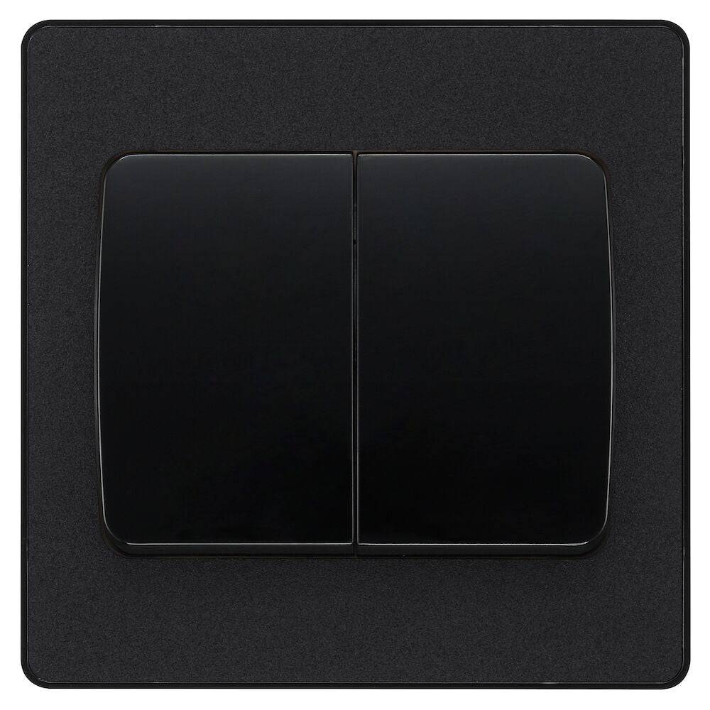 BG Evolve Matt Black 2G 2W Wide Rocker Light Switch PCDMB42WB | RS ...