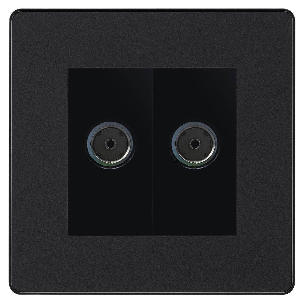 BG Evolve Matt Black Double Co-axial Socket PCDMB602B | RS Electrical ...