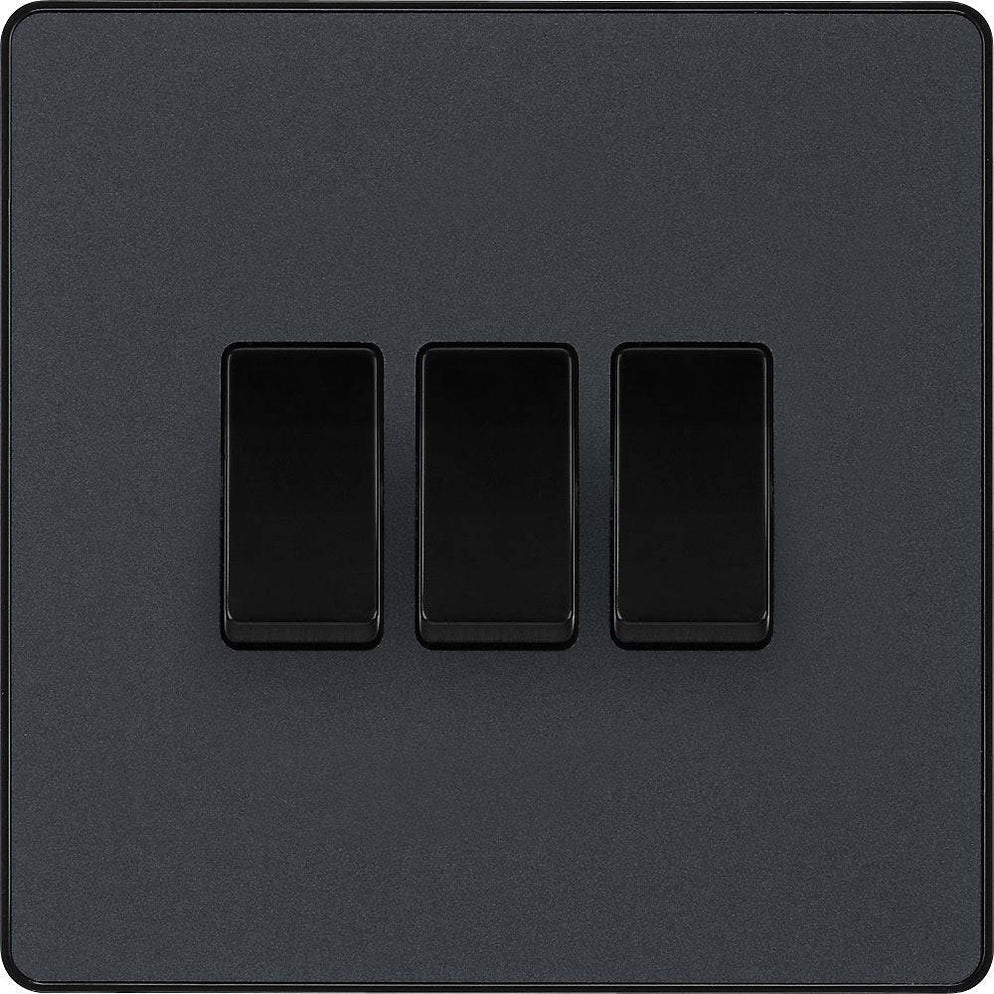 BG Evolve Matt Grey 3G 2W Light Switch PCDMG43B | RS Electrical Supplies