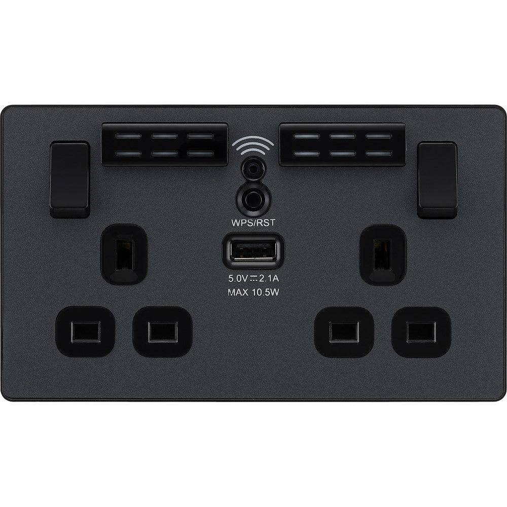 BG Evolve Matt Grey WiFi Extender with 13A double USB Socket ...