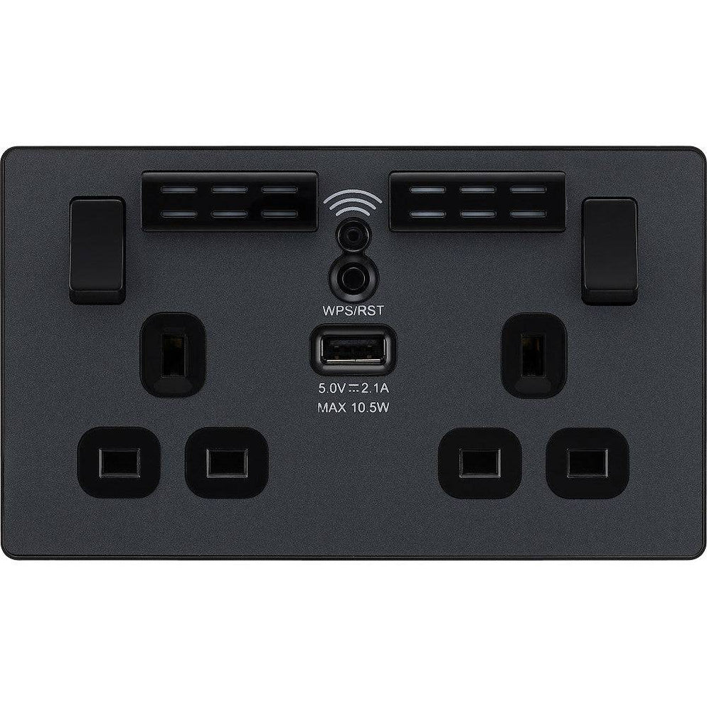 BG Evolve Matt Grey WiFi Extender with 13A double USB Socket ...