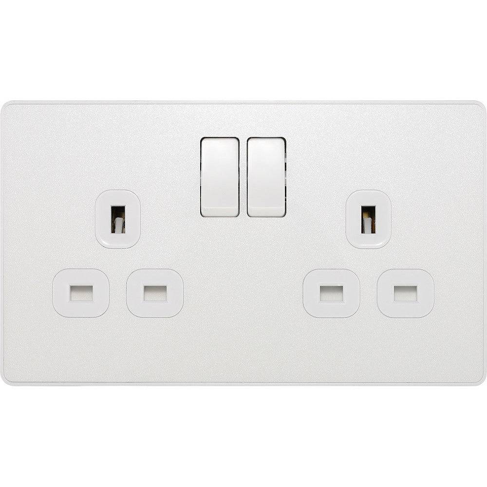 BG Evolve Pearl White 13A Double Socket PCDCL22W | RS Electrical Supplies