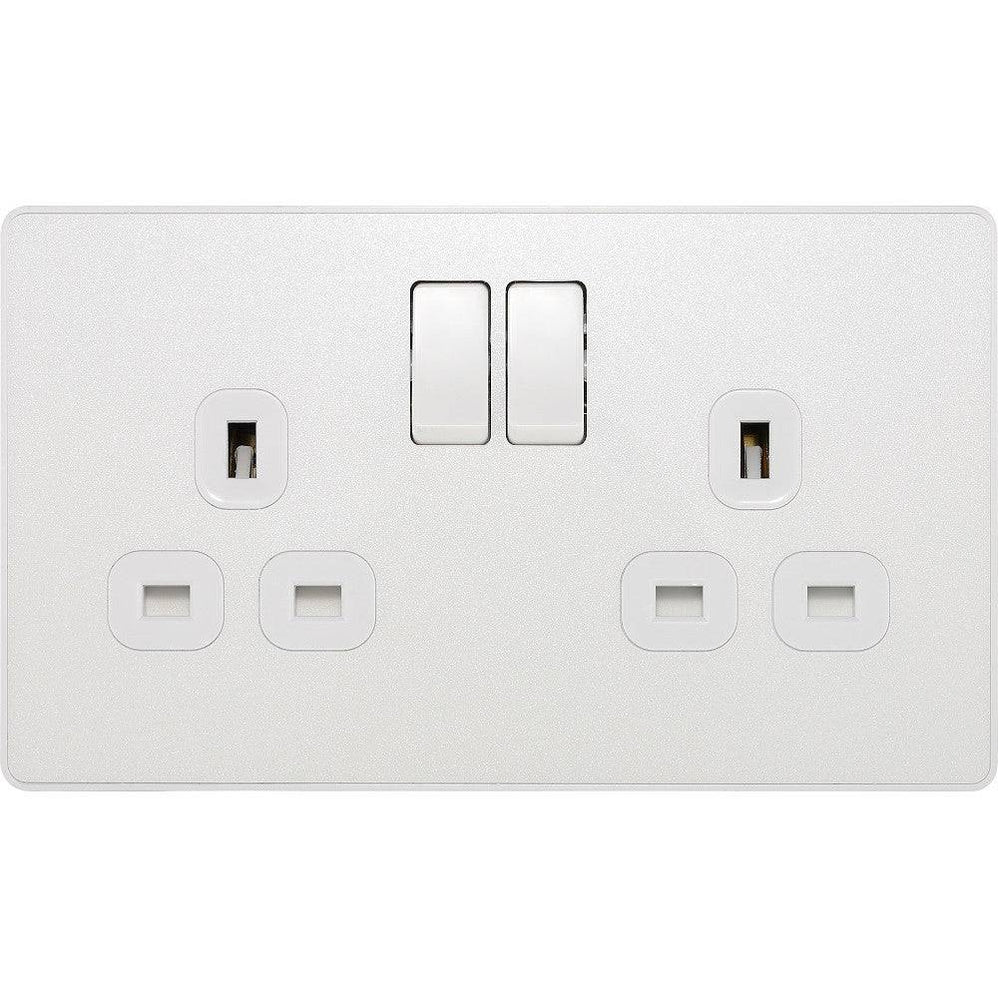 BG Evolve Pearl White 13A Double Socket PCDCL22W | RS Electrical Supplies