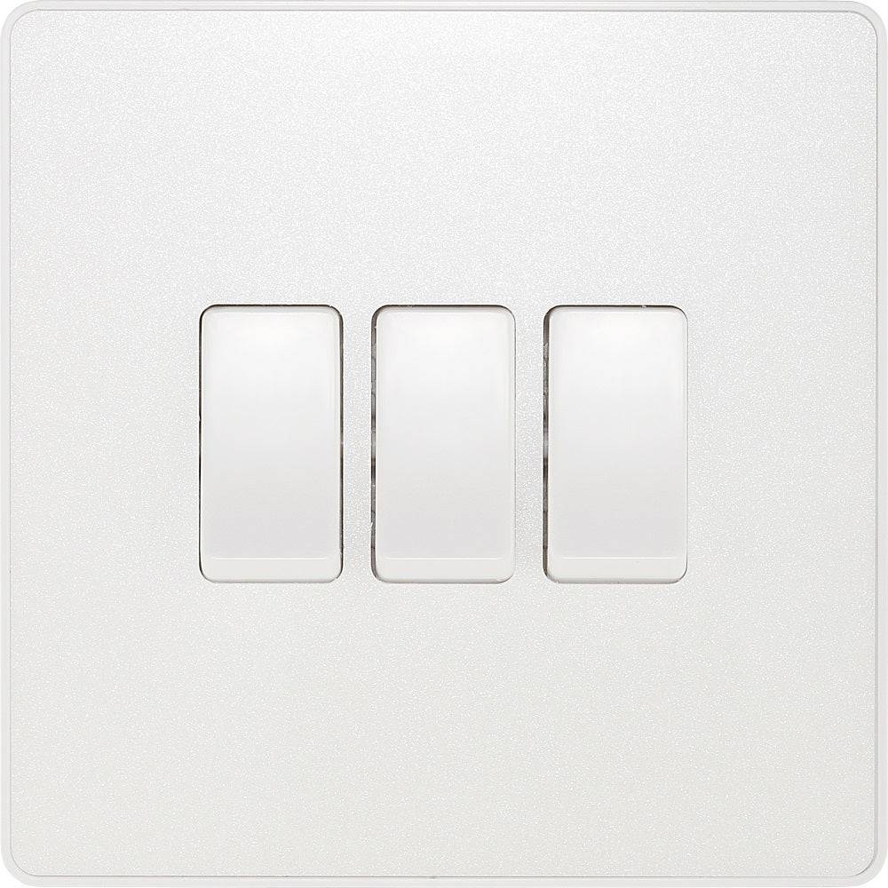 BG Evolve Pearl White 3G 2W Light Switch PCDCL43W | RS Electrical Supplies