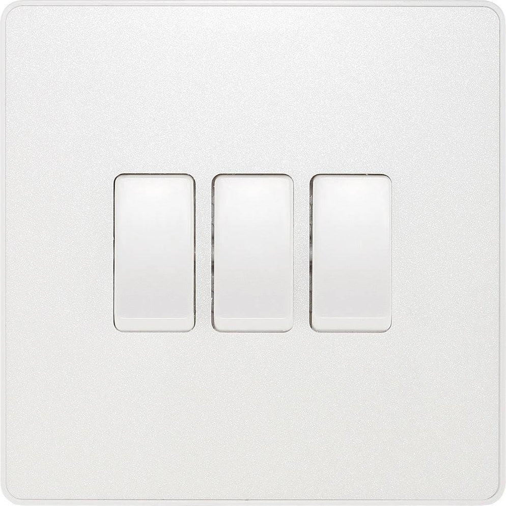 BG Evolve Pearl White 3G 2W Light Switch PCDCL43W | RS Electrical Supplies