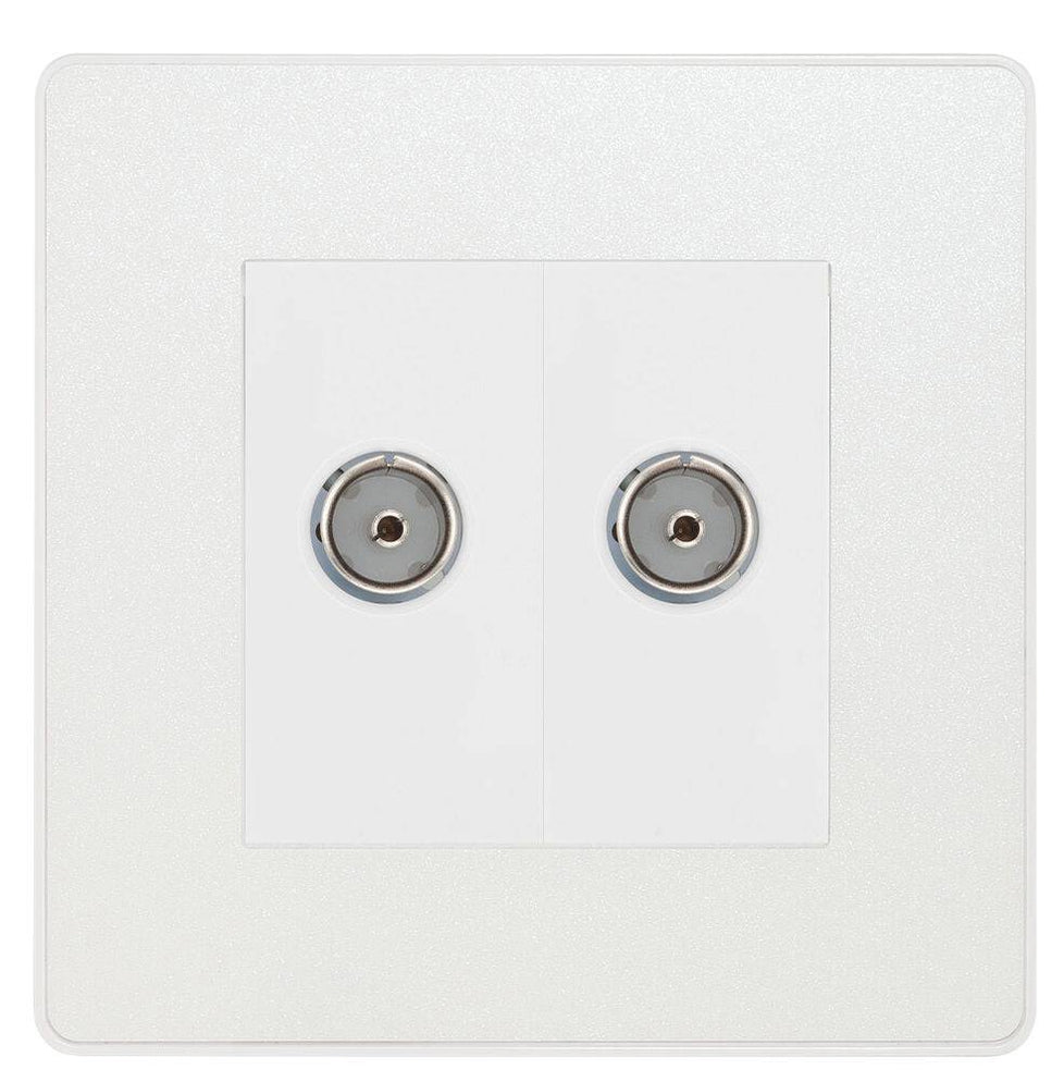 BG Evolve Pearl White Double Co-axial Socket PCDCL602W | RS Electrical ...