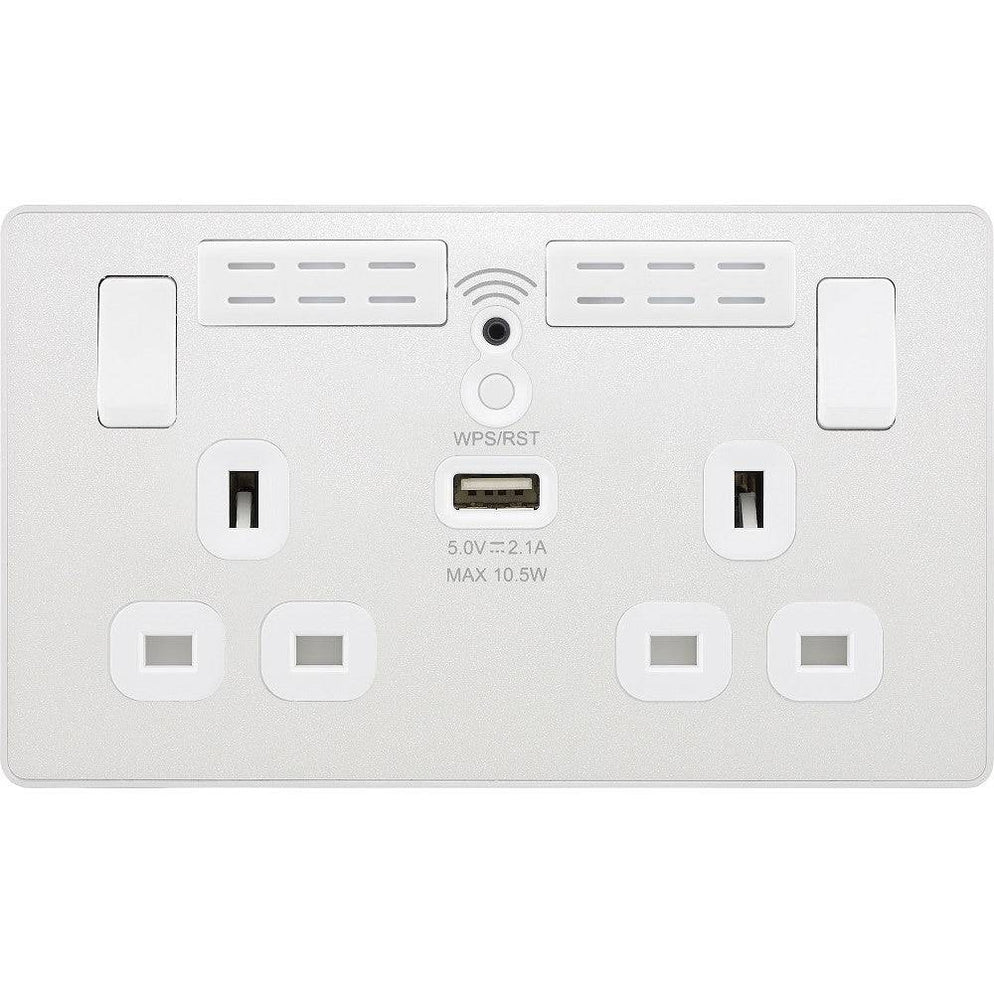 BG Evolve Pearl White WiFi Extender with 13A double USB Socket ...