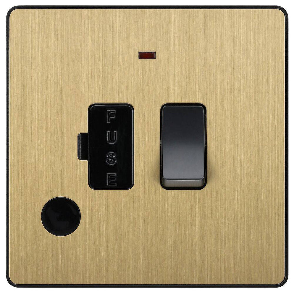 BG Evolve Satin Brass 13A Switched Spur with LED and Flex Outlet ...