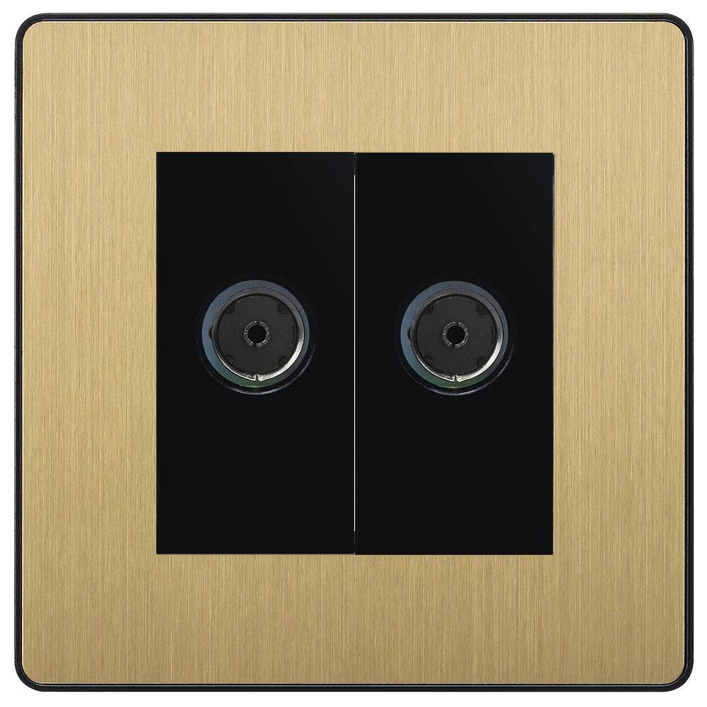 BG Evolve Satin Brass Double Co-axial Socket PCDSB602B | RS Electrical ...