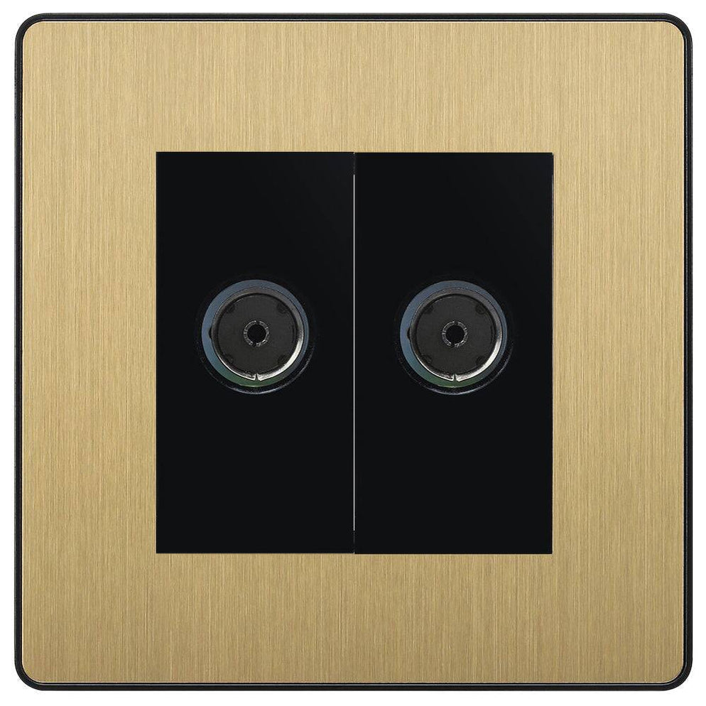BG Evolve Satin Brass Double Co-axial Socket PCDSB602B | RS Electrical ...