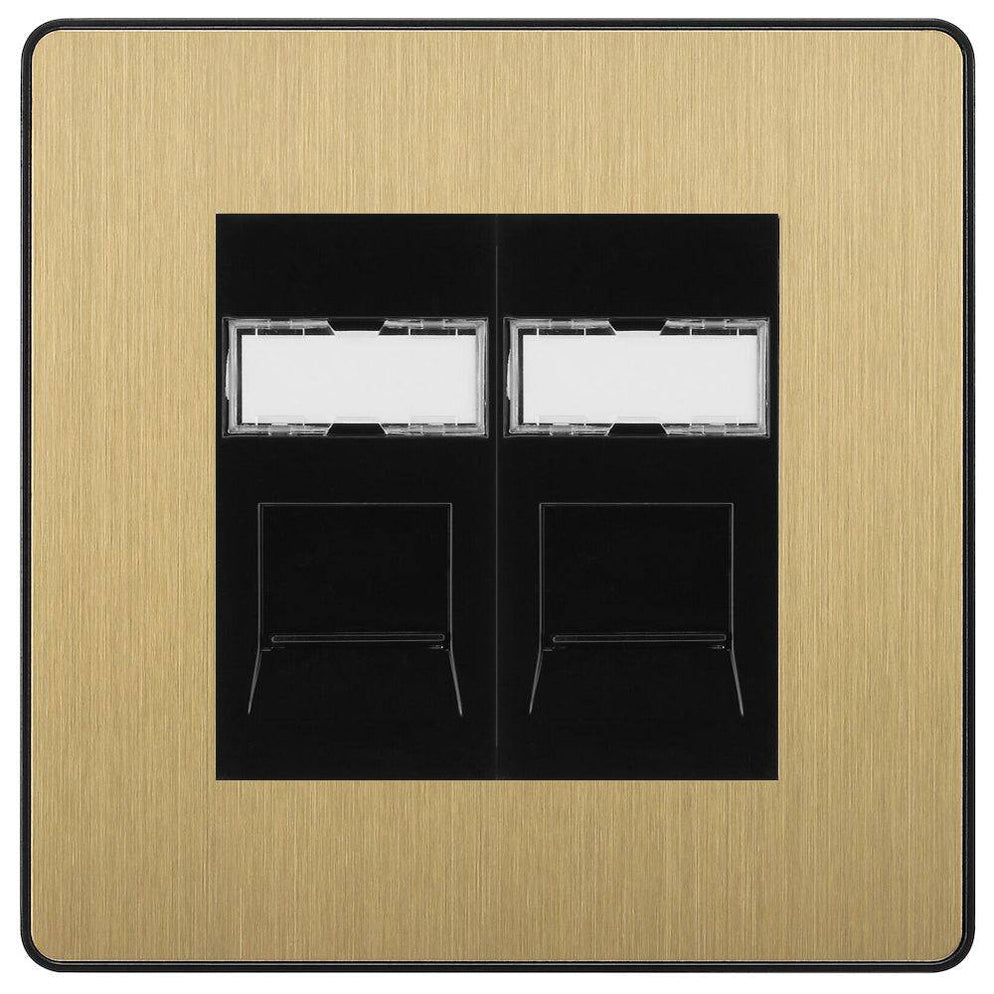 BG Evolve Satin Brass Double RJ45 Cat5E Data Outlet PCDSBRJ452B | RS ...