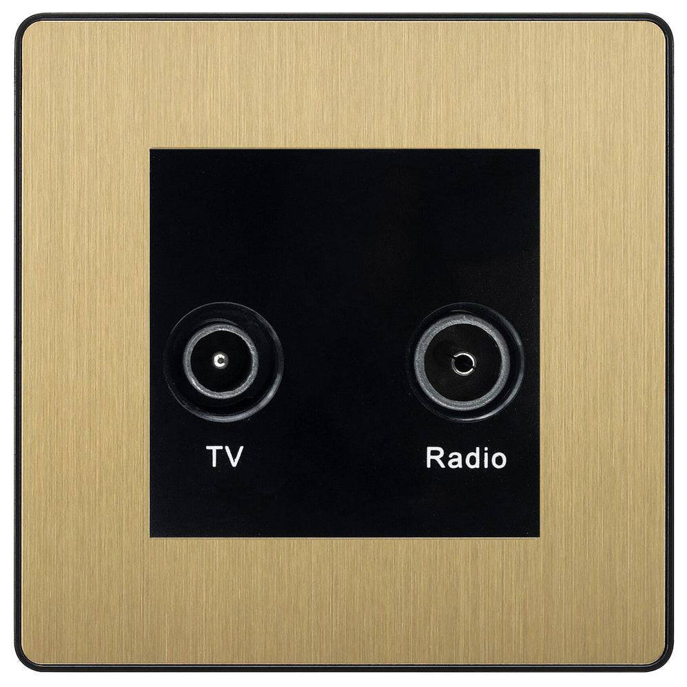 BG Evolve Satin Brass TV & FM Socket PCDSBTVFMB | RS Electrical Supplies