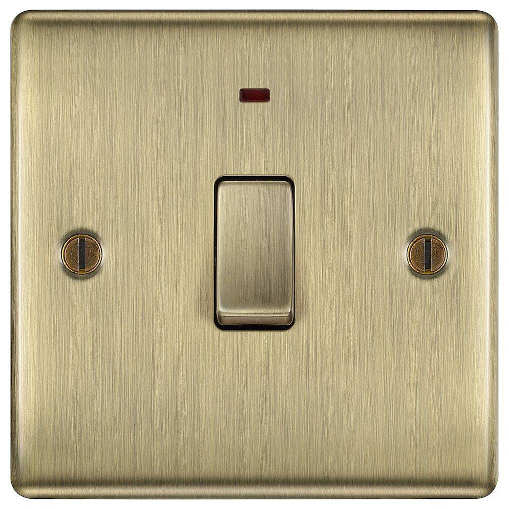 BG Nexus Metal Antique Brass 20A Double Pole Switch with Neon NAB31 ...