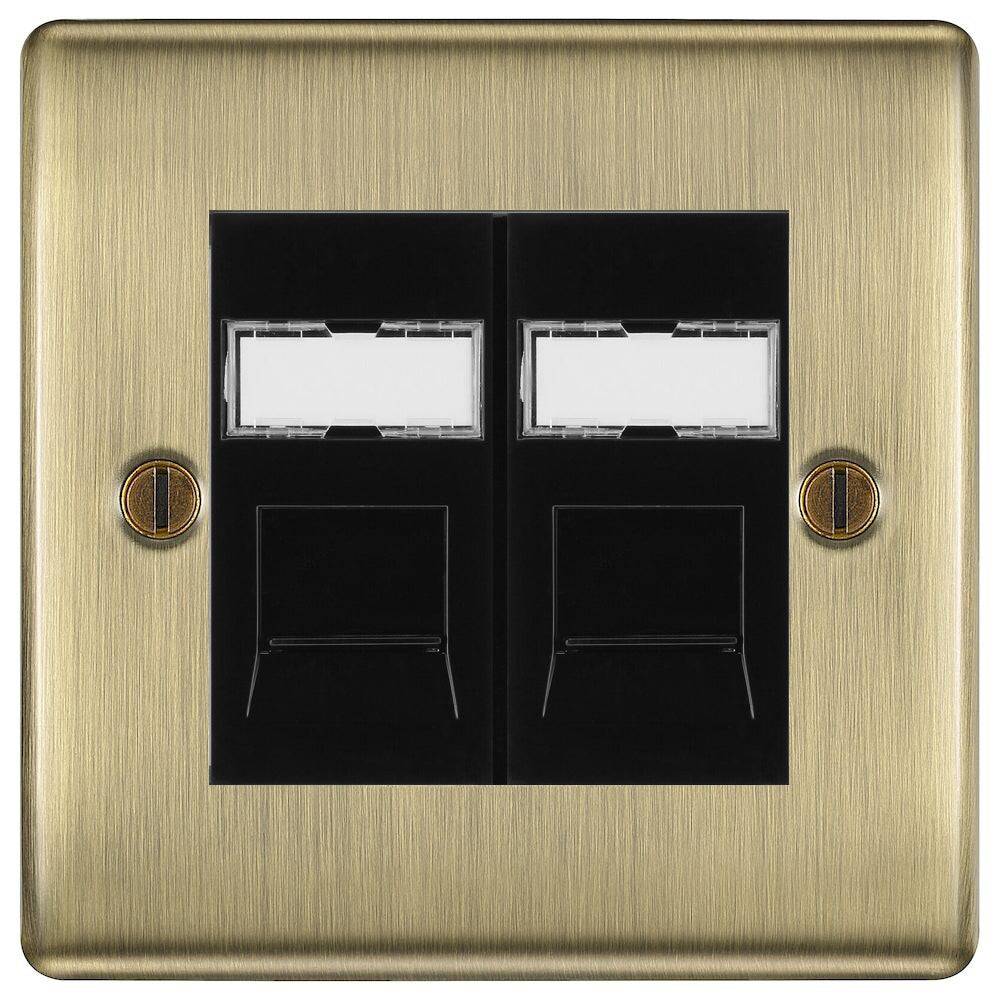 BG Nexus Metal Antique Brass Double RJ45 Cat5E Data Outlet NABRJ452B ...