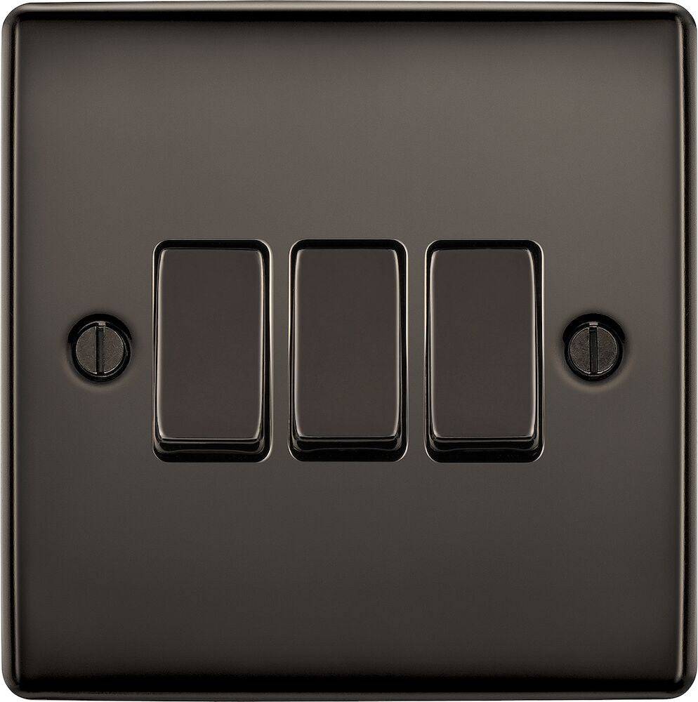 BG Nexus Metal Black Nickel 3G 2W Light Switch NBN43 | RS Electrical ...