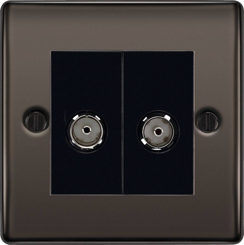 BG Nexus Metal Black Nickel Double Co-axial Socket NBN61B | RS ...