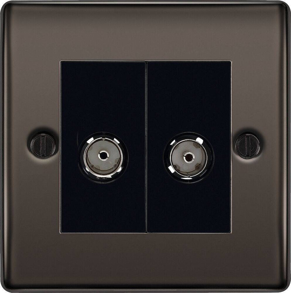 BG Nexus Metal Black Nickel Double Co-axial Socket NBN61B | RS ...