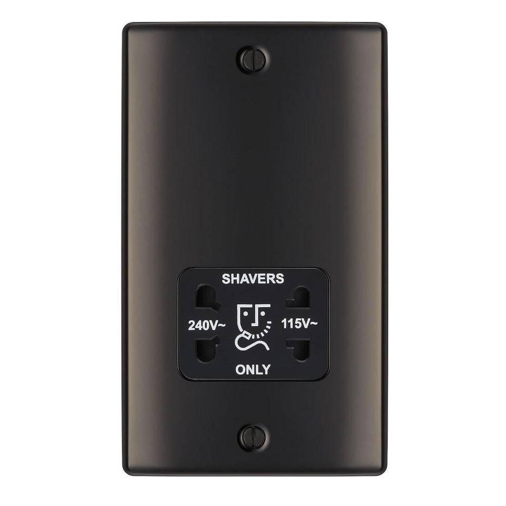 BG Nexus Metal Black Nickel Shaver Socket NBN20B | RS Electrical Supplies