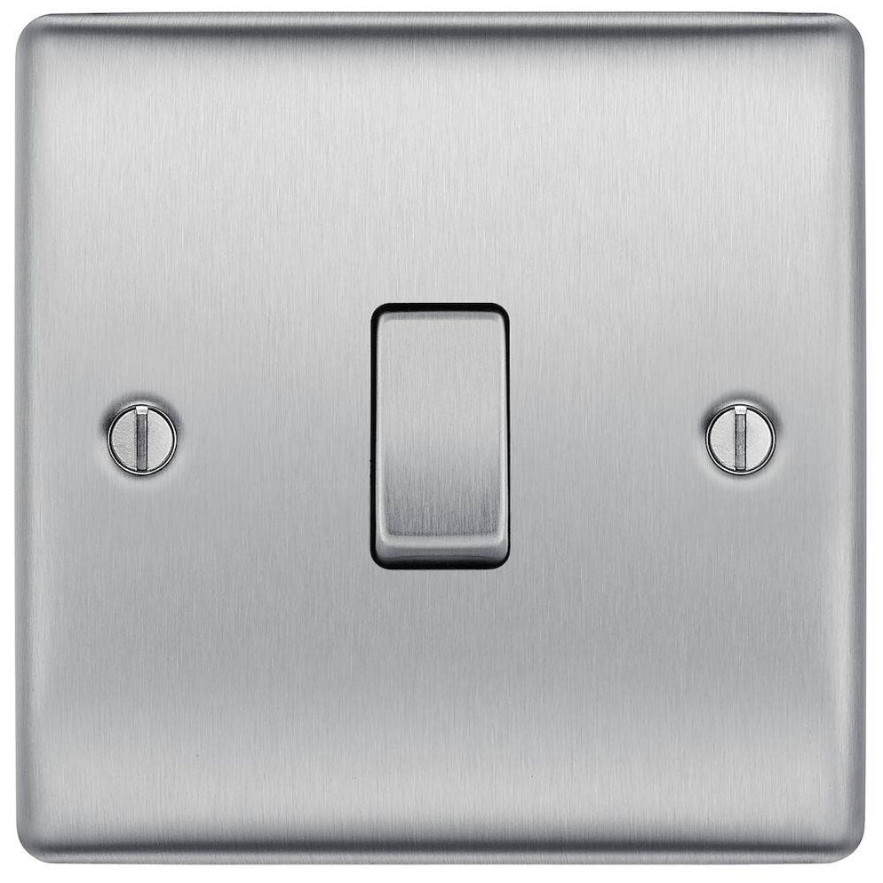 BG Nexus Metal Brushed Steel 1G Light Switch NBS12 | RS Electrical Supplies