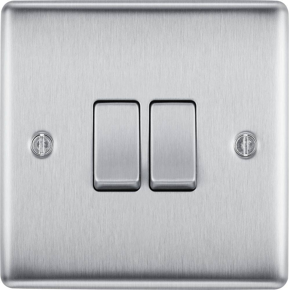 BG Nexus Metal Brushed Steel 2G 2W Light Switch NBS42 | RS Electrical ...
