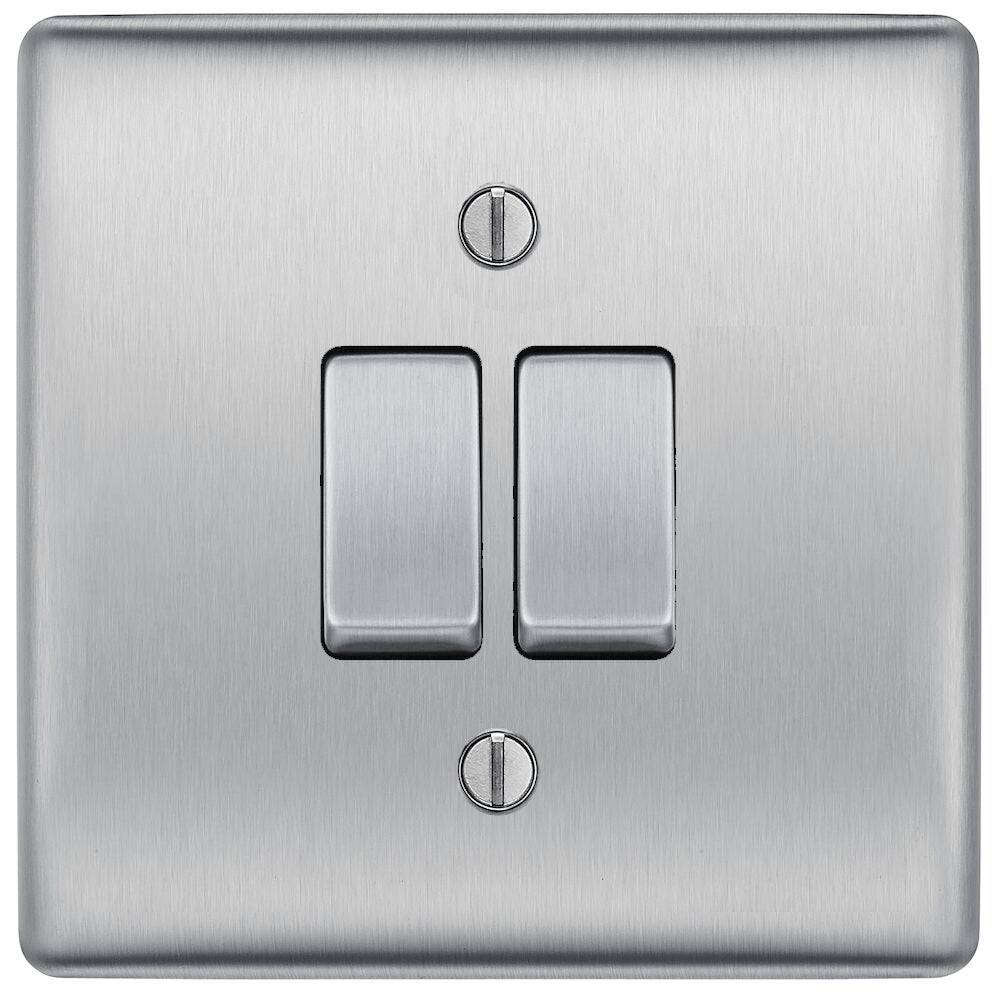 BG Nexus Metal Brushed Steel 2G Intermediate Light Switch NBS2GINT | RS ...