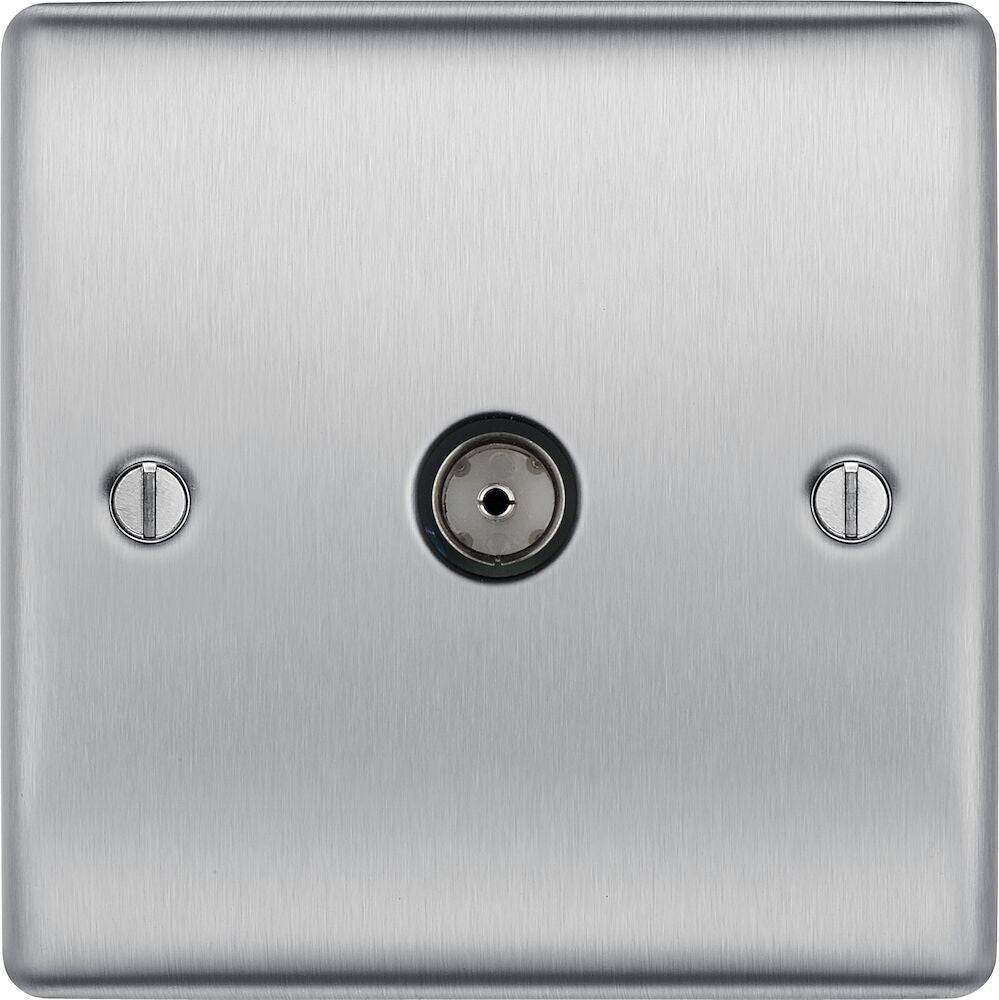BG Nexus Metal Brushed Steel Co-axial Socket NBS60 | RS Electrical Supplies