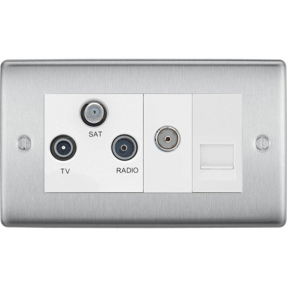 BG Nexus Metal Brushed Steel Combination TV Socket NBS68W | RS ...