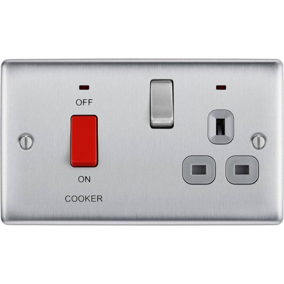 BG Nexus Metal Brushed Steel 13A Double Socket NBS22G | RS Electrical ...