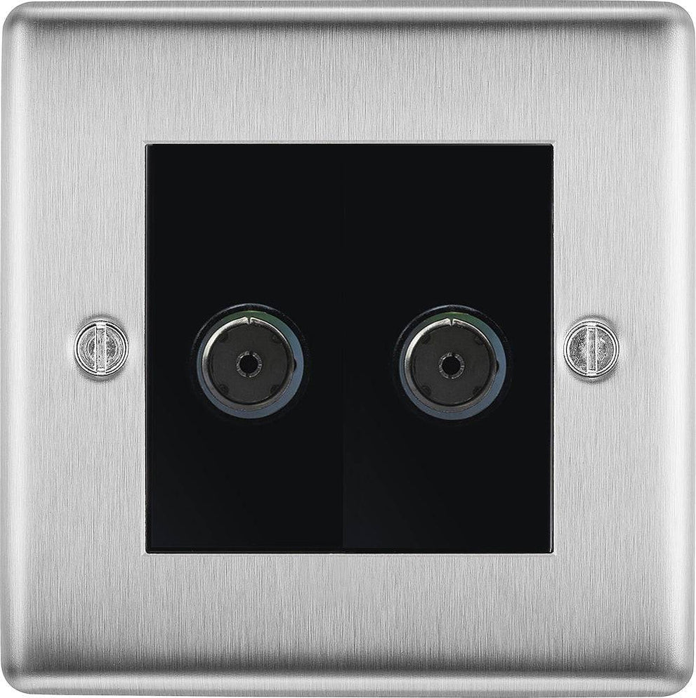 BG Nexus Metal Brushed Steel Double Co-axial Socket NBS61B | RS ...