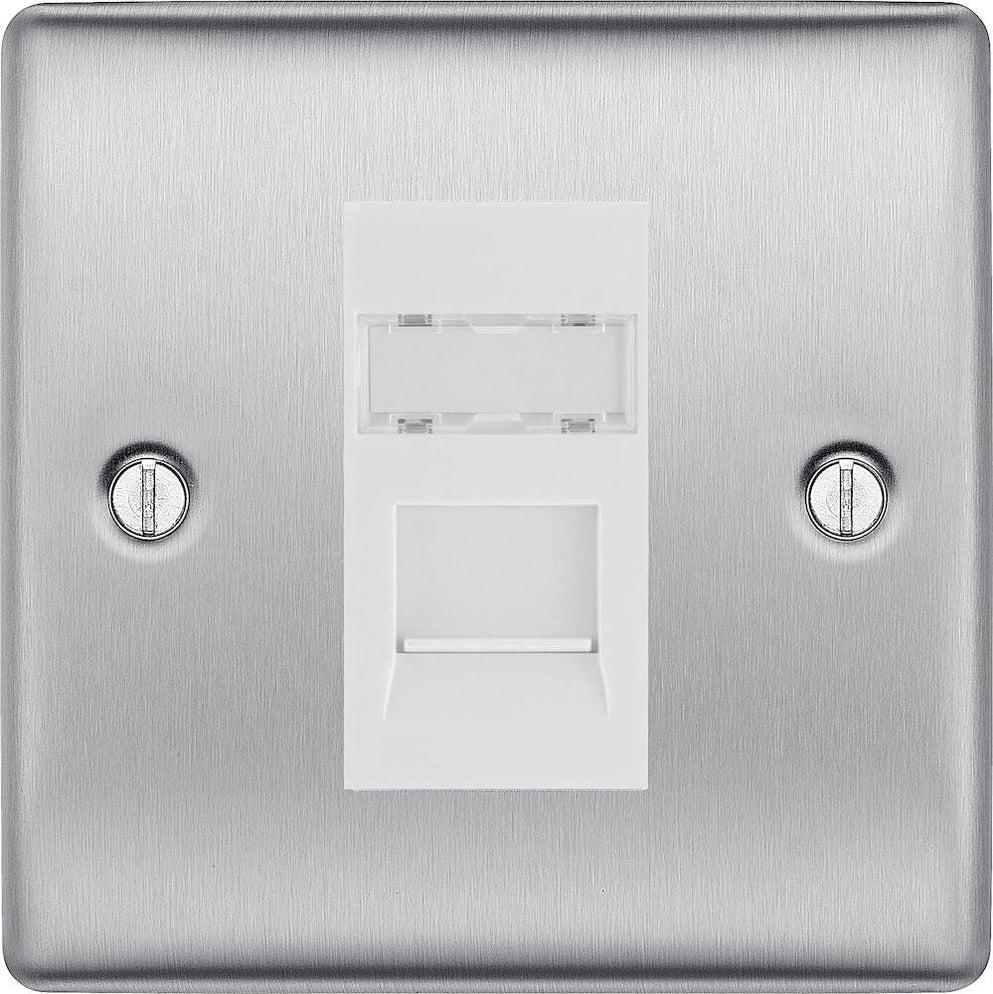 BG Nexus Metal Brushed Steel RJ45 Cat5E Data Outlet NBSRJ451W | RS ...