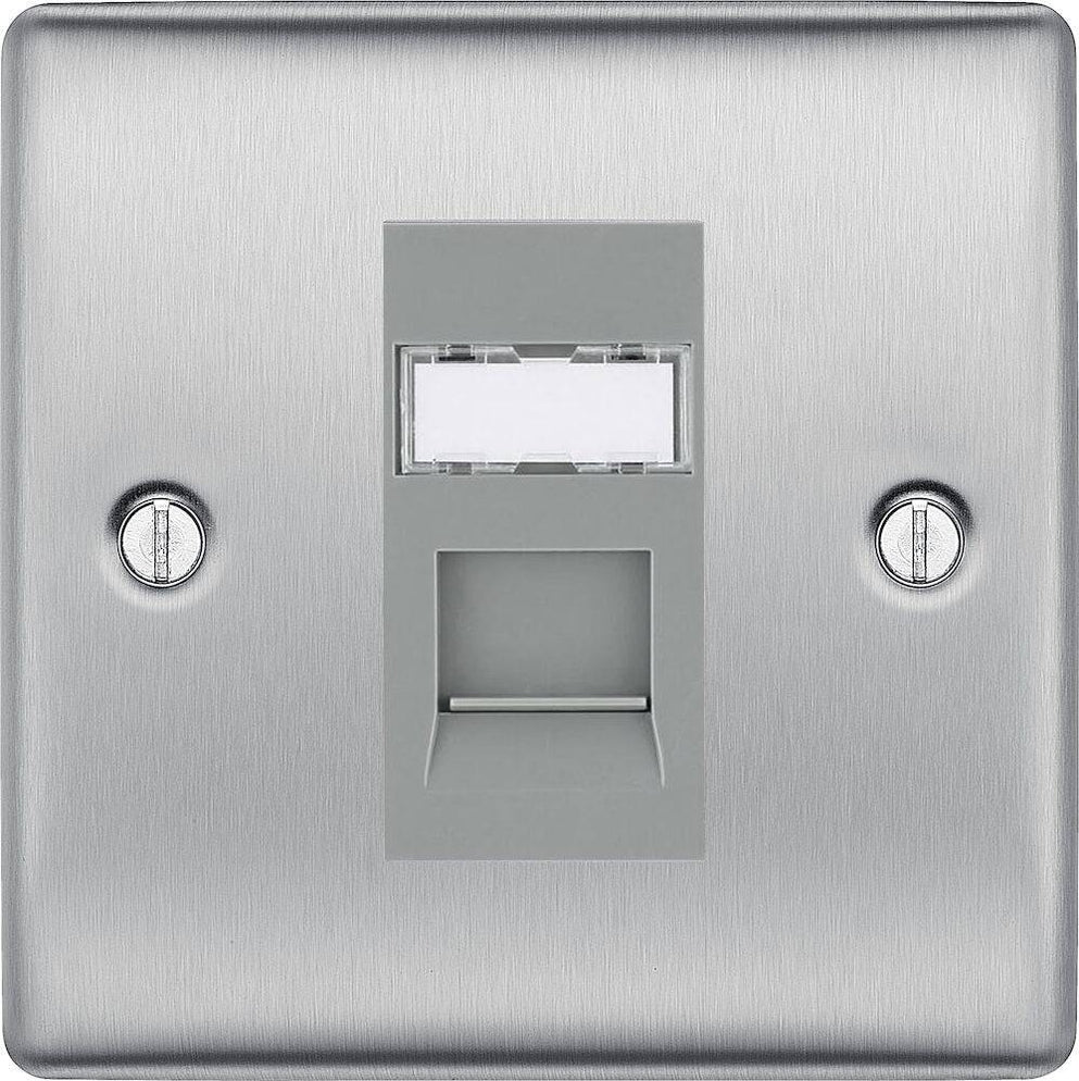 BG Nexus Metal Brushed Steel RJ45 Cat6 Data Outlet NBSRJ4516G | RS ...