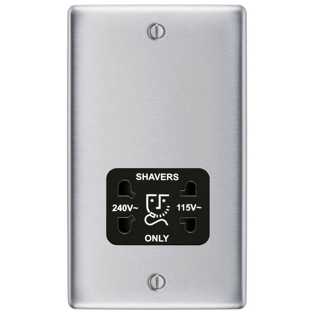 BG Nexus Metal Brushed Steel Shaver Socket NBS20B | RS Electrical Supplies