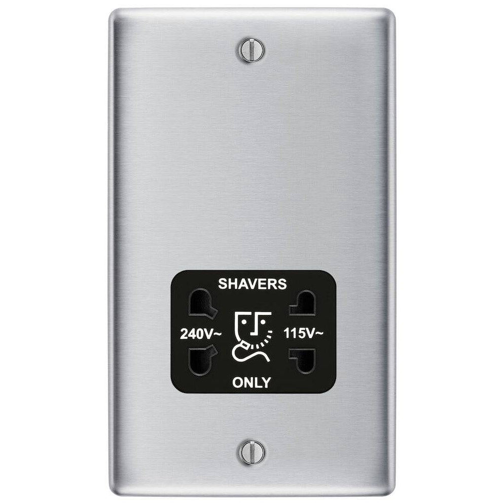 BG Nexus Metal Brushed Steel Shaver Socket NBS20B | RS Electrical Supplies