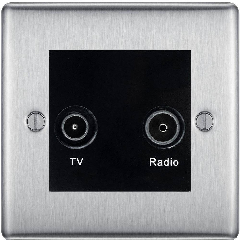 BG Nexus Metal Brushed Steel TV & FM Socket NBS66B | RS Electrical Supplies