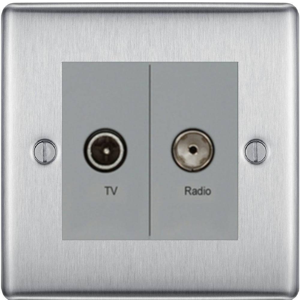 BG Nexus Metal Brushed Steel TV & FM Socket NBS66G | RS Electrical Supplies