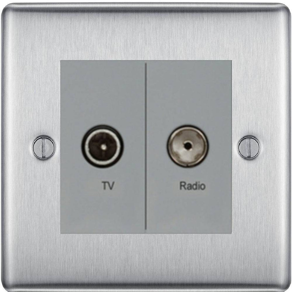 BG Nexus Metal Brushed Steel TV & FM Socket NBS66G | RS Electrical Supplies