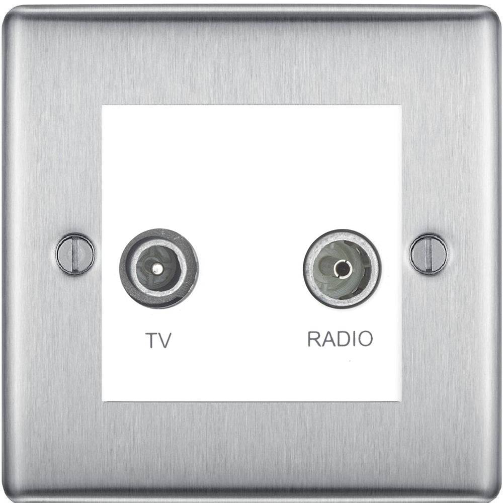 BG Nexus Metal Brushed Steel TV & FM Socket NBS66W | RS Electrical Supplies