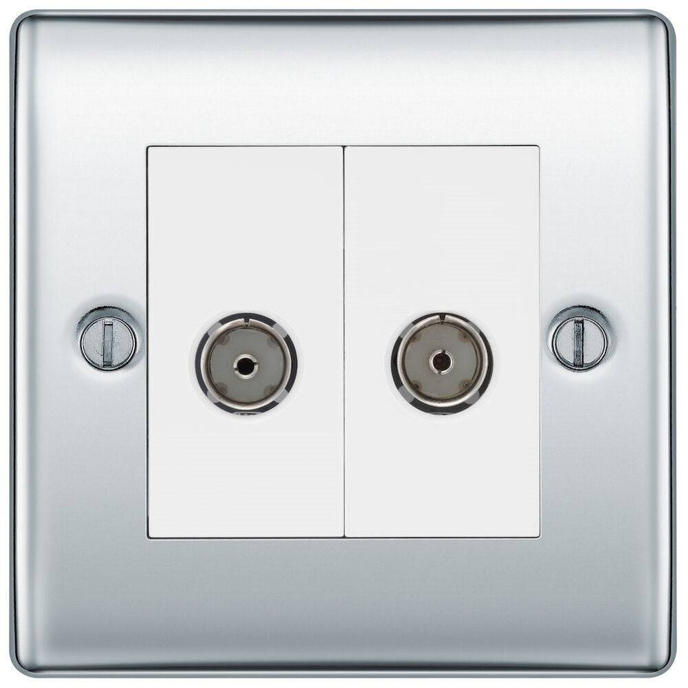 BG Nexus Metal Polished Chrome Double Co-axial Socket NPC61 | RS ...