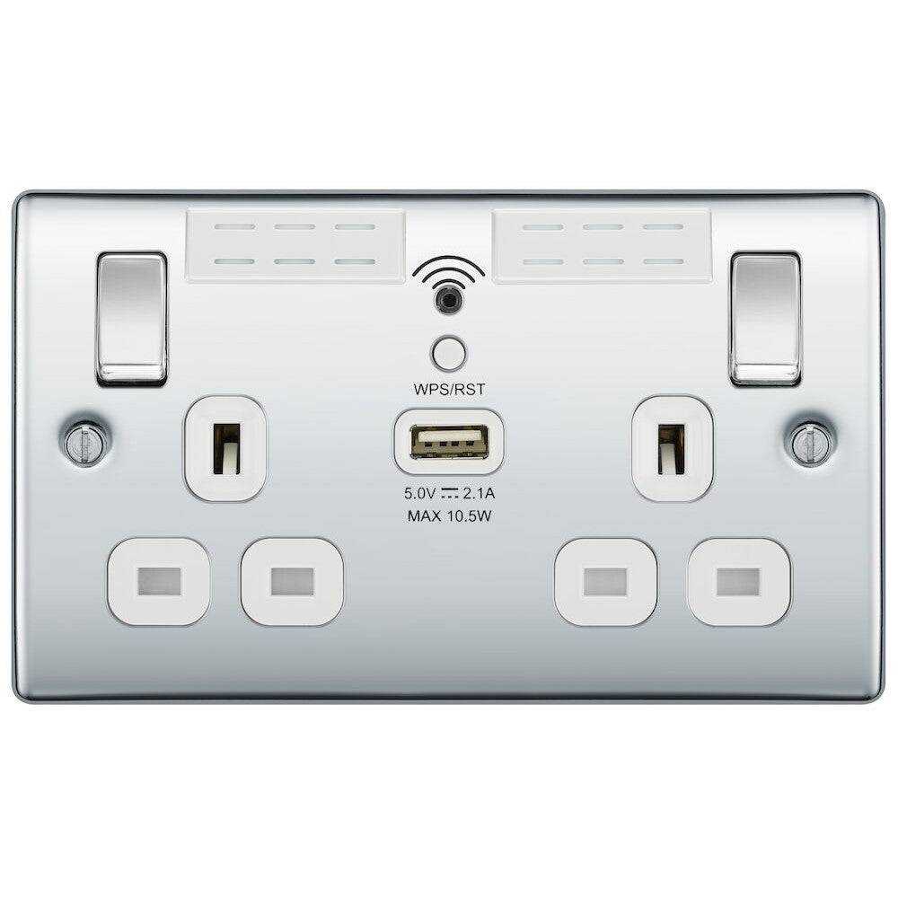 BG Nexus Metal Polished Chrome Wi-Fi Extender USB Socket NPC22UWRW | RS ...