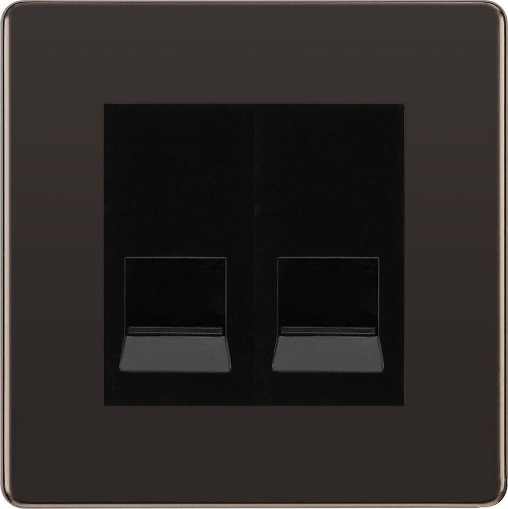 BG Nexus Screwless Black Nickel Double Secondary Telephone Socket ...