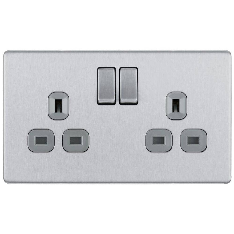 BG Nexus Screwless Brushed Steel 13A Double Socket FBS22G | RS ...