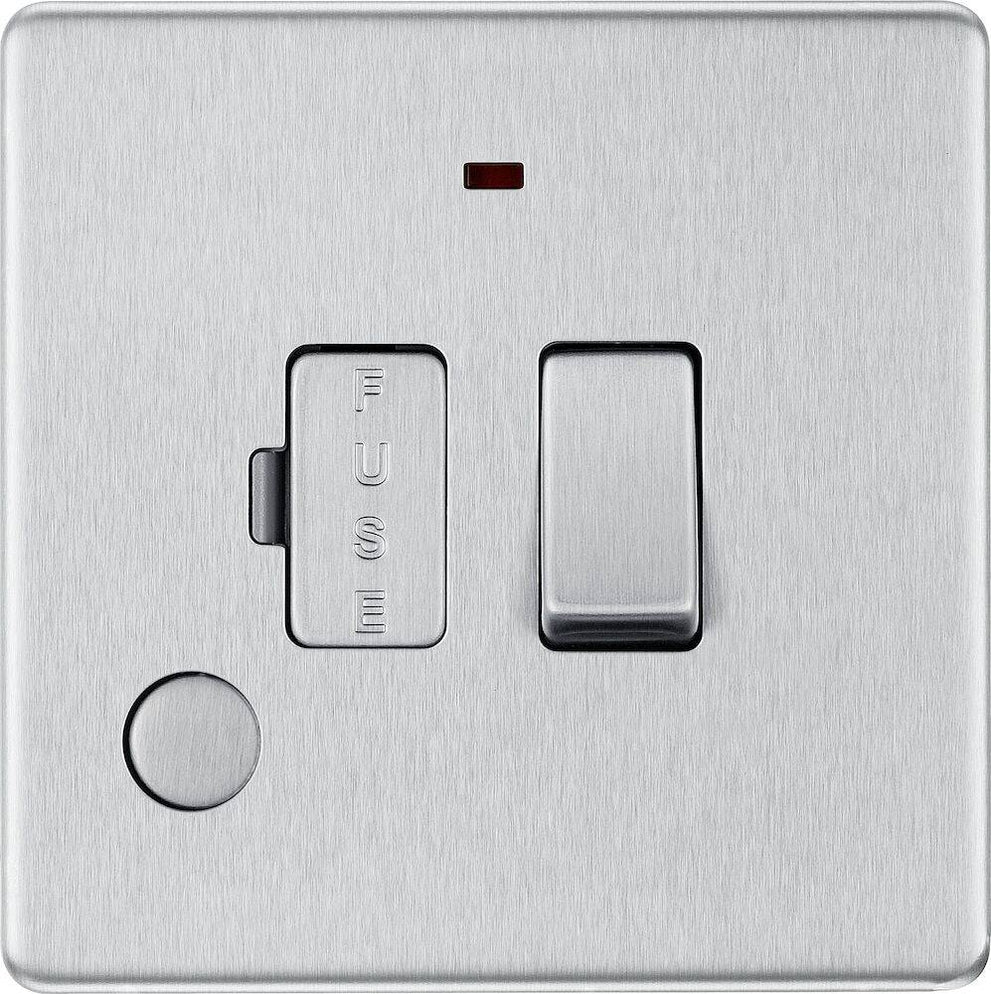 BG Nexus Screwless Brushed Steel 13A Switched Spur with Neon & Flex ...