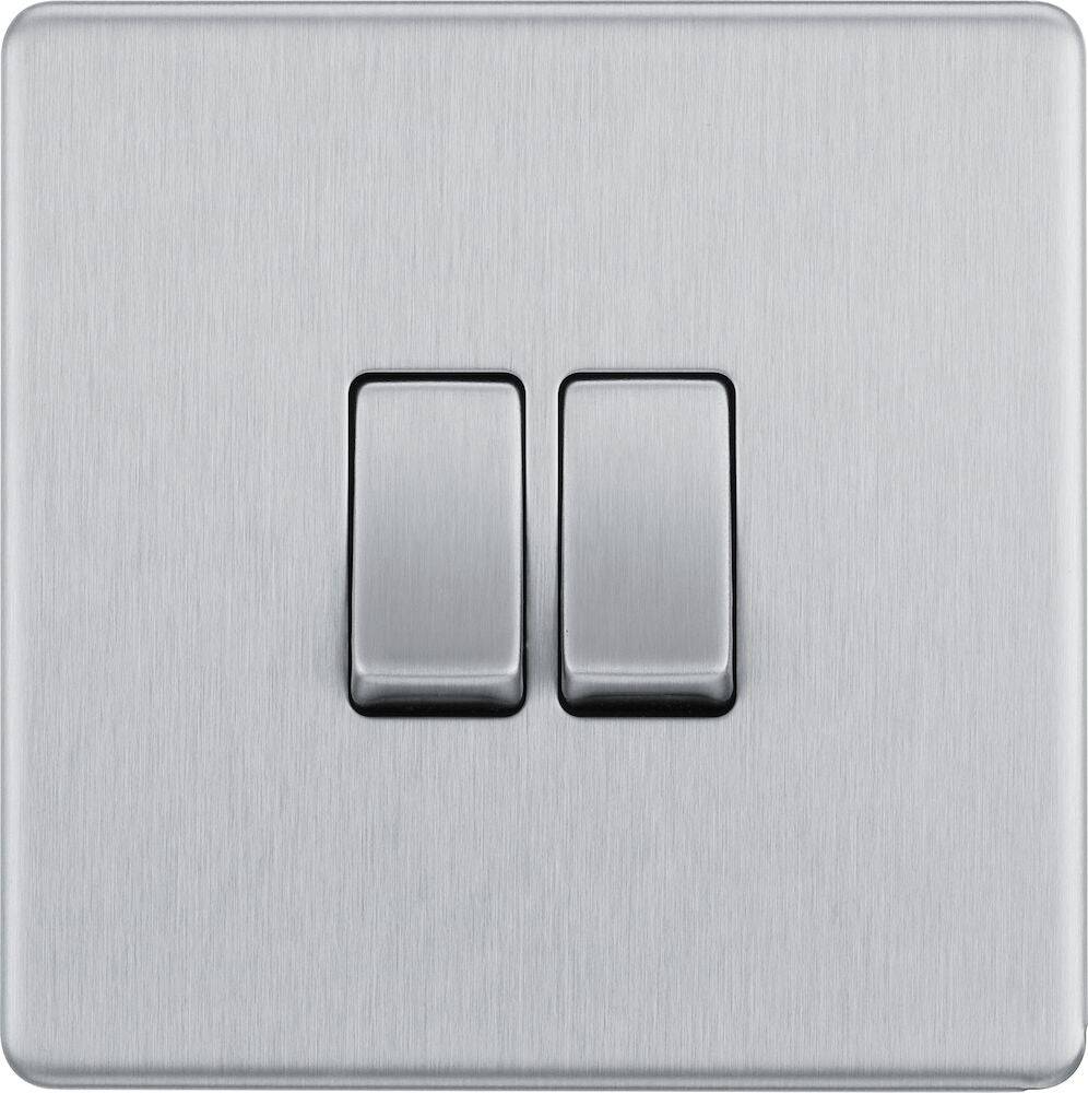BG Nexus Screwless Brushed Steel 2G 2W Light Switch FBS42 | RS ...