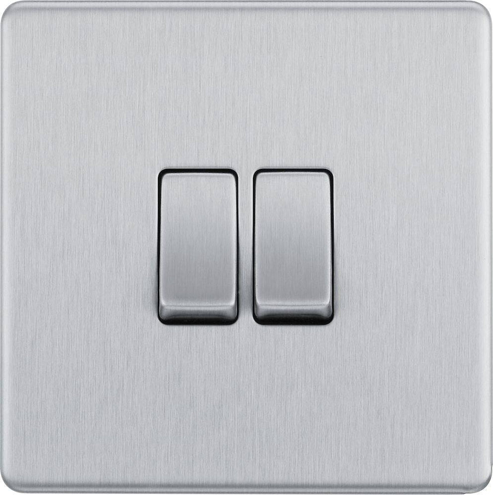 BG Nexus Screwless Brushed Steel 2G 2W Light Switch FBS42 | RS ...