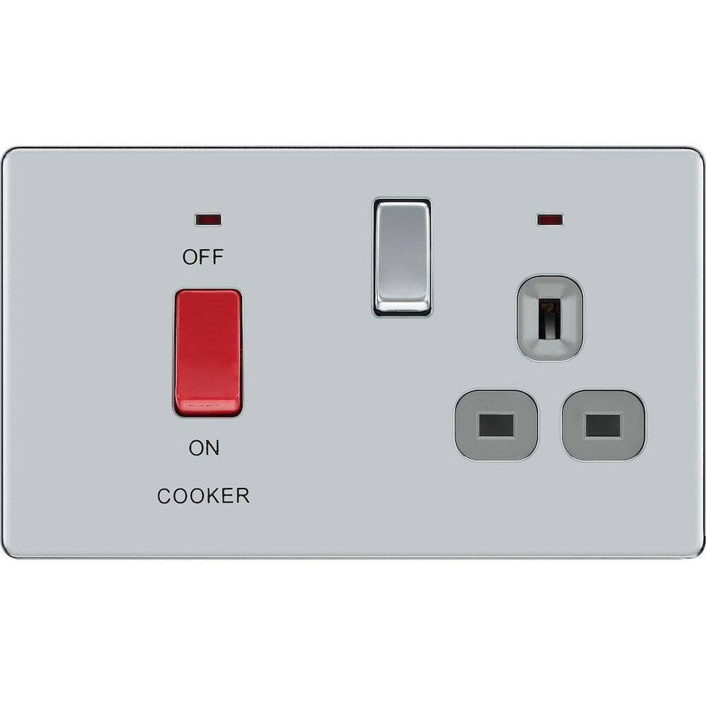 BG Nexus Screwless Polished Chrome Cooker Switch with 13A Socket FPC70G ...