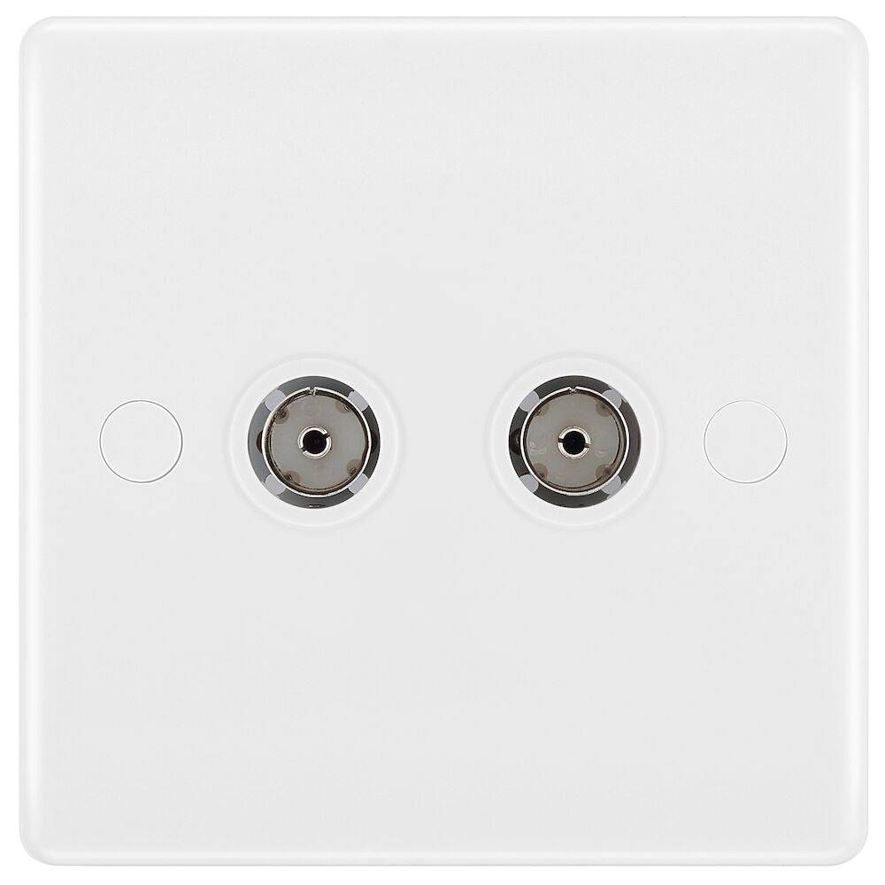 BG White Moulded Double Co-axial Socket 861 | RS Electrical Supplies